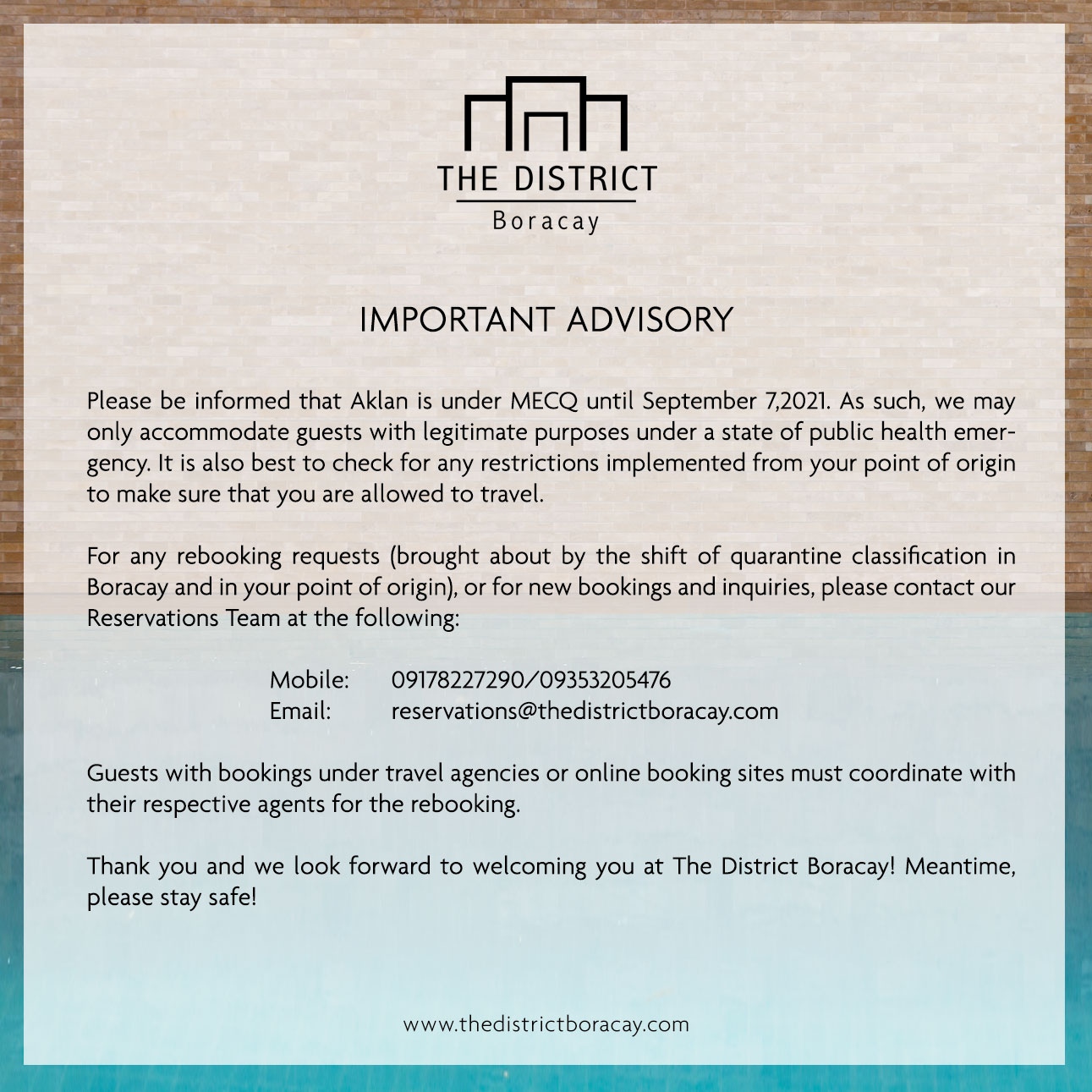 The District Boracay Advisory - Travel Advisories